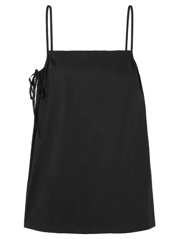 DEIJI STUDIOS Drawcurve Tie-detailed Organic Cotton-poplin Mini Dress - Black