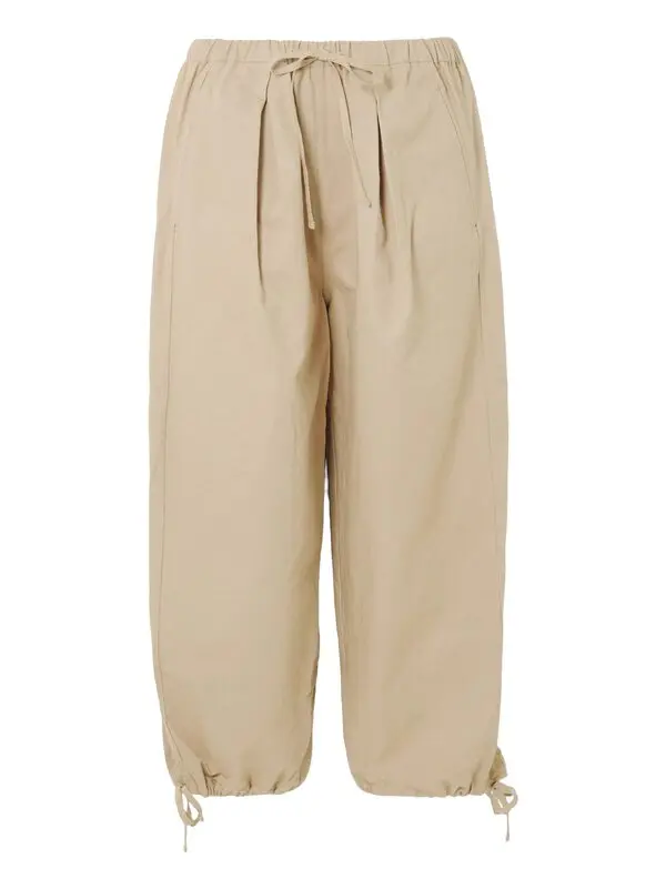 DEIJI STUDIOS Tie-detailed Slub Cotton Tapered Trousers - Neutrals