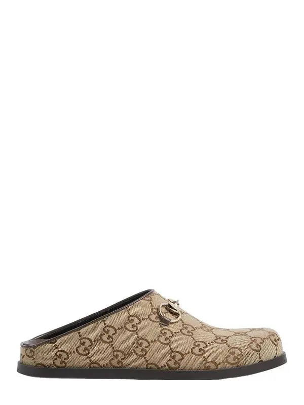 Gucci Horsebit Gg Canvas Mule - Brown