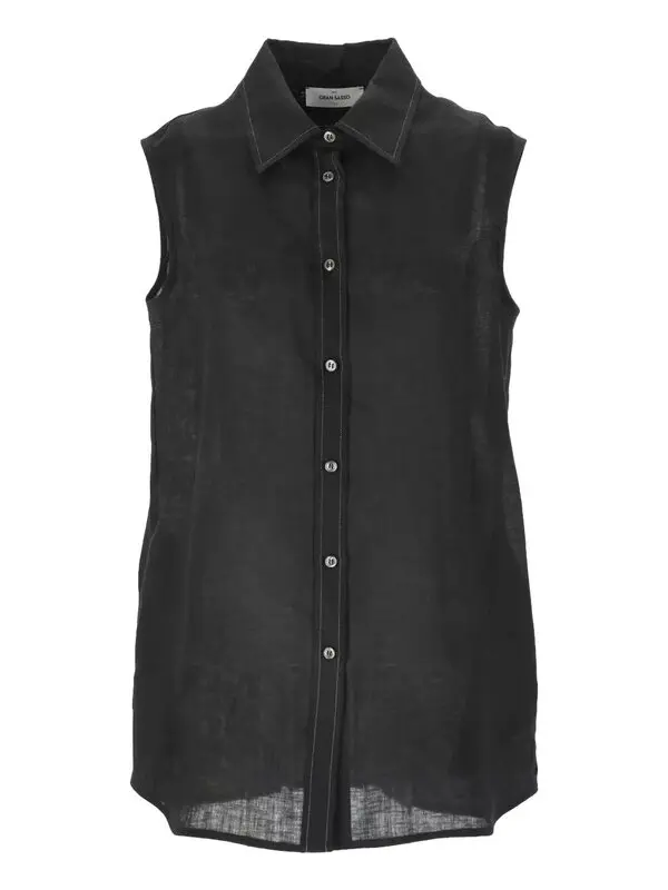 GRAN SASSO Linen Sleeveless Shirt - Black