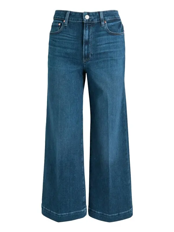 Paige Anessa Cropped Wide-leg Jeans - Dark Blue