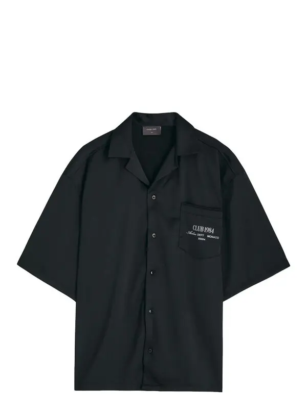 CLUB 1984 Atelier Dept Logo-print Satin Shirt - Black