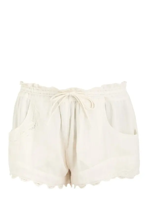 Isabel Marant Embroidered Woven Shorts - Ecru