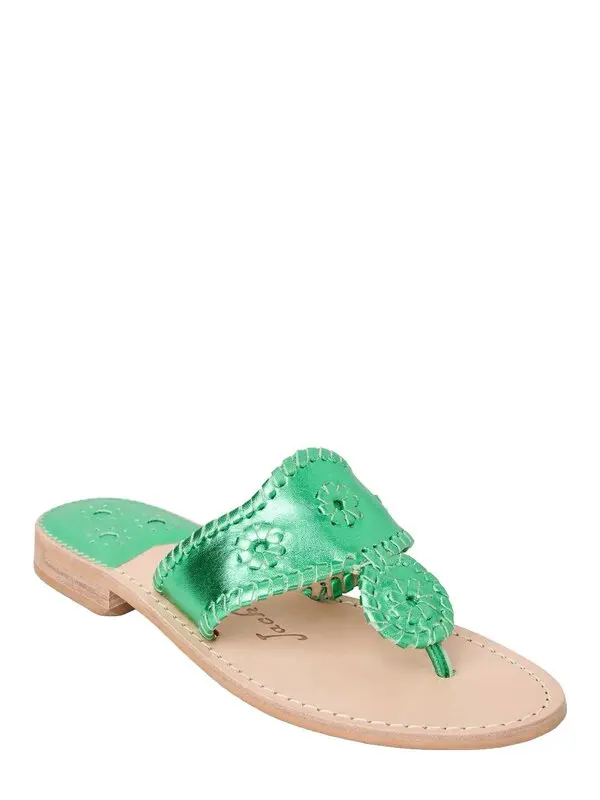 Jack Rogers Metallic Flat Sandal - Bright Emerald