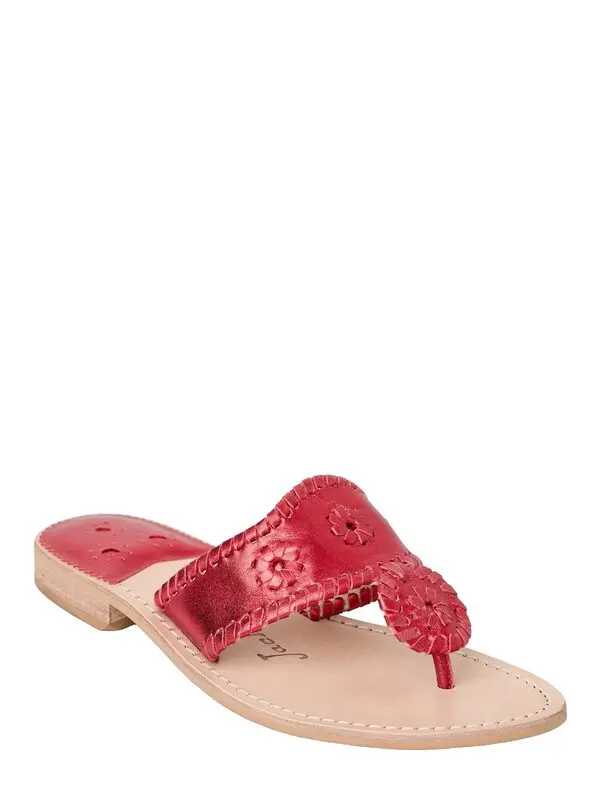 Jack Rogers Metallic Flat Sandal - Ruby Red