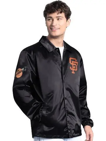 STARTER San Francisco Giants Full-snap Coaches Jacket - Black