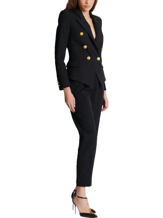 Balmain Grain De Poudre Fitted Jacket - Black