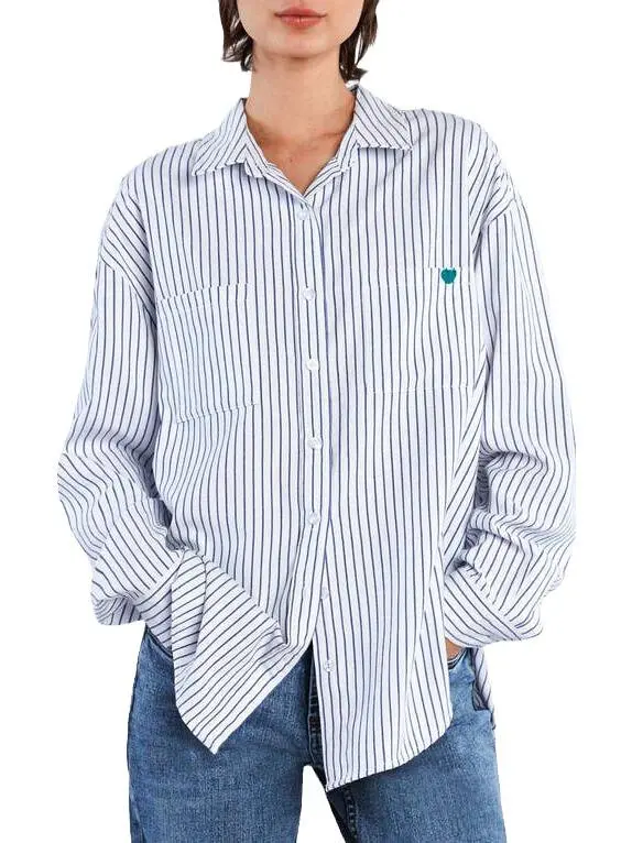 BILLY T Striped Graphic Button-up Shirt - Indigo Stripes