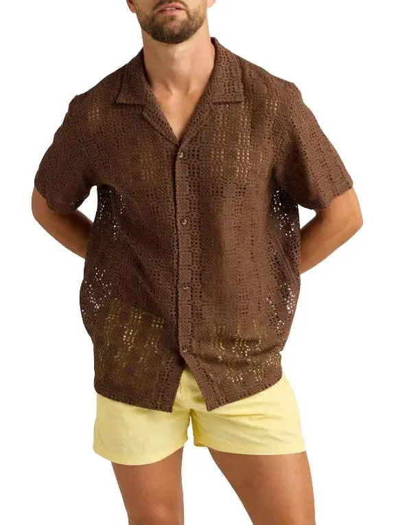 AUTO-REPLY™ Alex Raschel Square Knit Camp Shirt - Driftwood