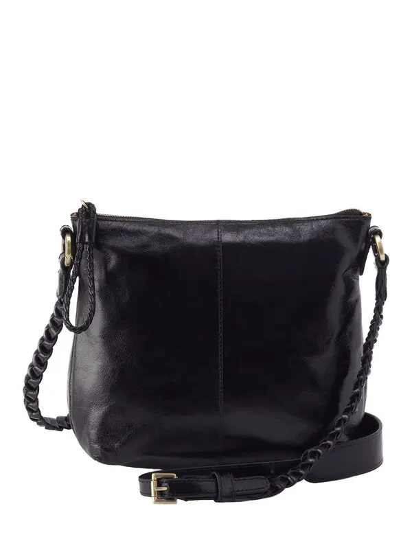 Hobo Medium Lasso Leather Crossbody Bag - Black