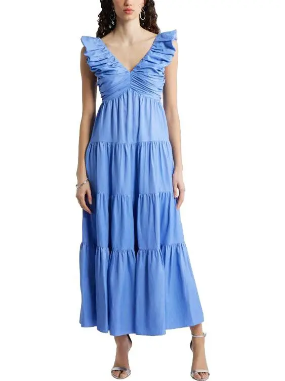 Chelsea28 Ruffle Maxi Dress - Blue Persia