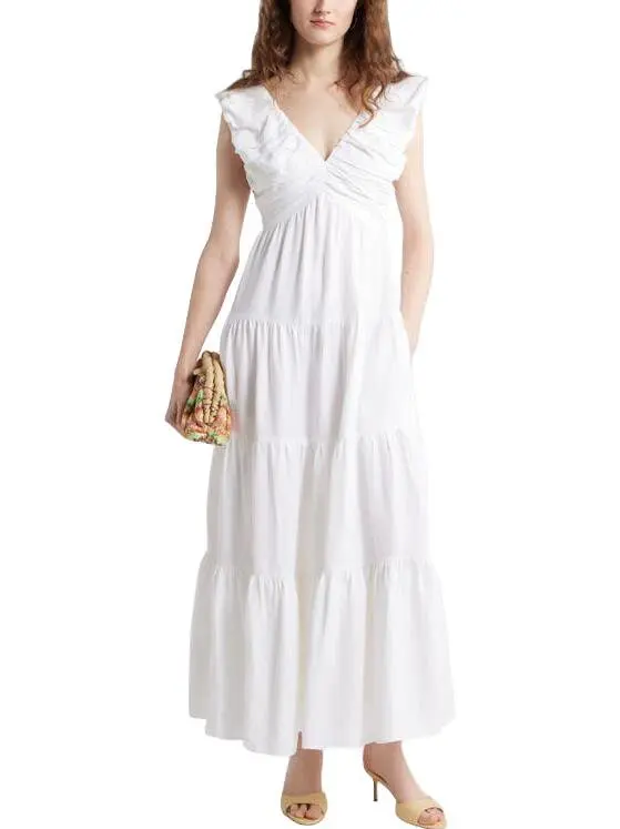 Chelsea28 Ruffle Maxi Dress - White