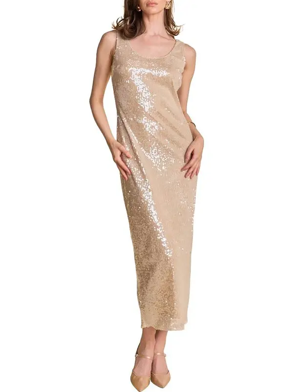 Endless Rose Sequin Sleeveless Maxi Dress - Beige