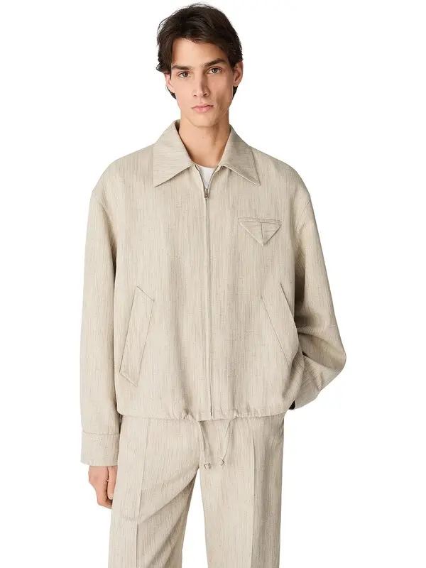 Bottega Veneta Viscose And Silk Kimono Blouson - Grey Putty