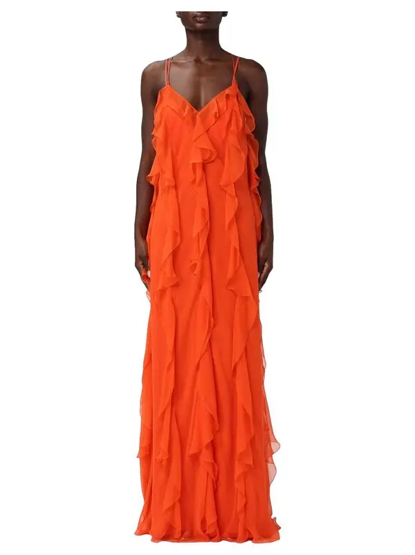 Alberta Ferretti Ruffled Gown - Orange