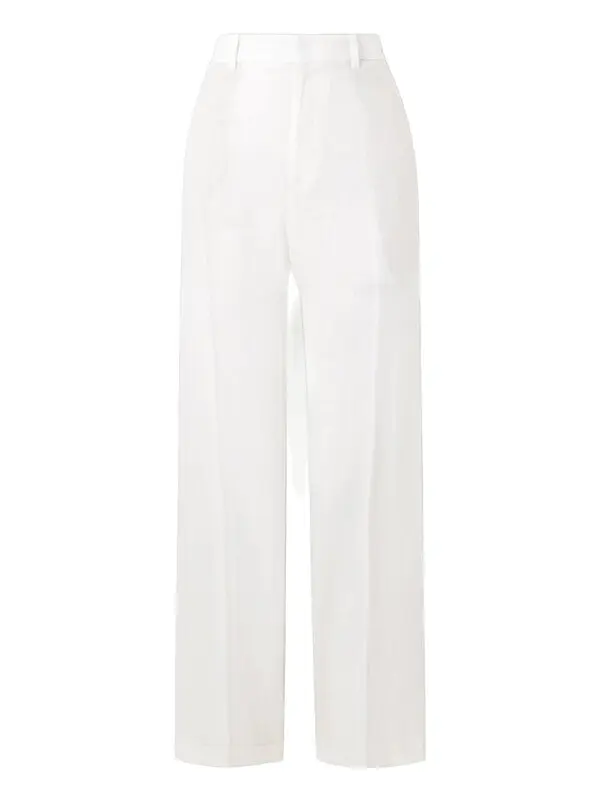 Polo Ralph Lauren Pleated Linen Straight-leg Trousers - Off-white