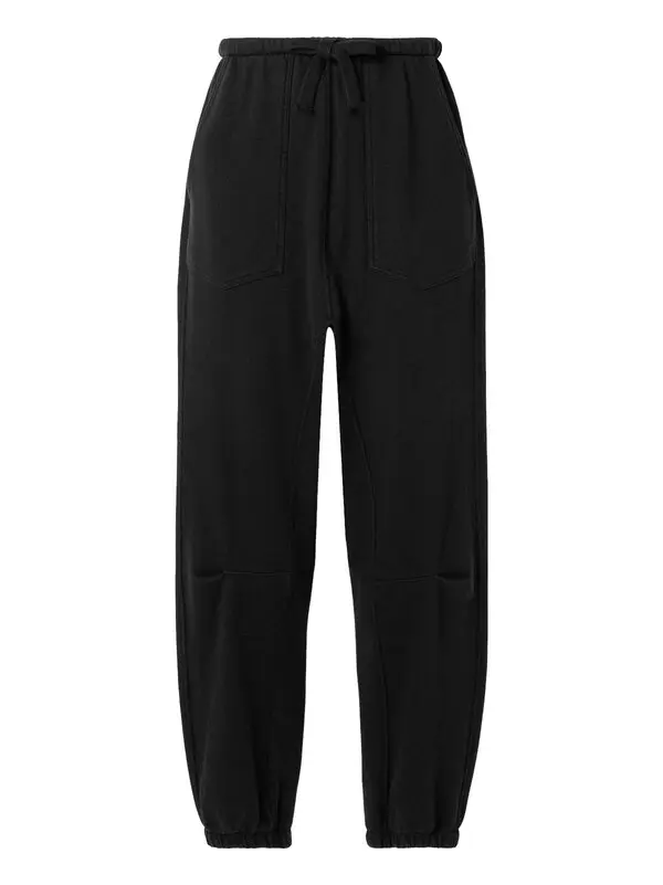NILI LOTAN Dulce Cotton-jersey Track Pants - Black