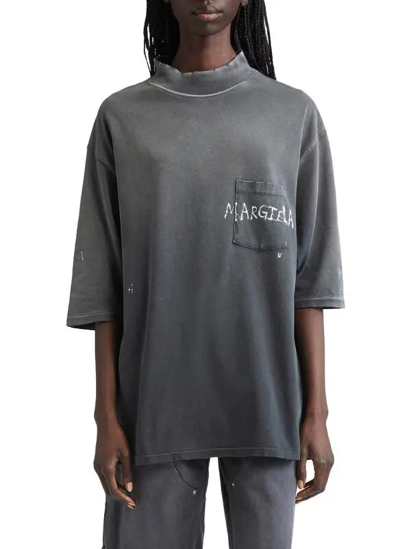 MAISON MARGIELA Graffiti Logo T-shirt - Washed Black