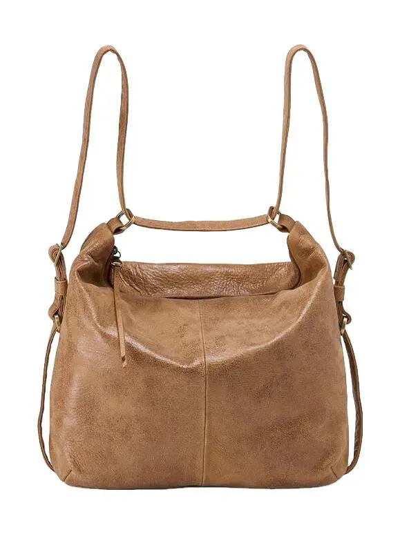 Hobo Convertible Leather Backpack - Whiskey