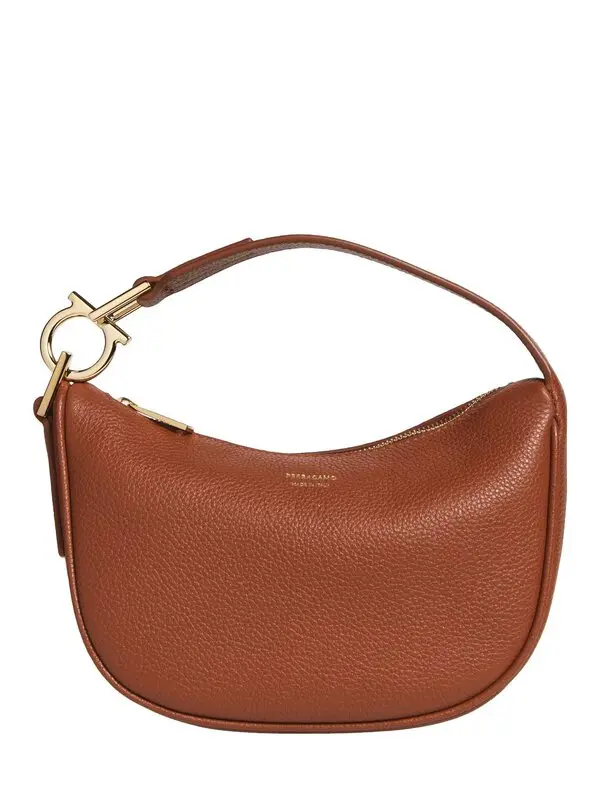 FERRAGAMO Mini Smile Leather Top Handle Bag - New Cognac