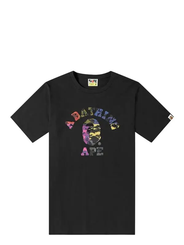 A BATHING APE Mix Camo College T-shirt - Black