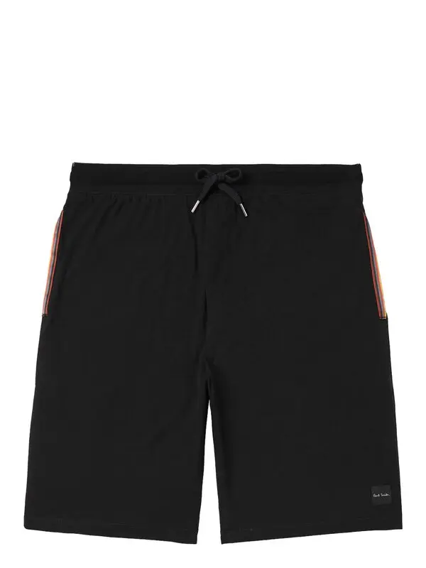 Paul Smith Straight-leg Cotton-jersey Shorts With Logo - Black