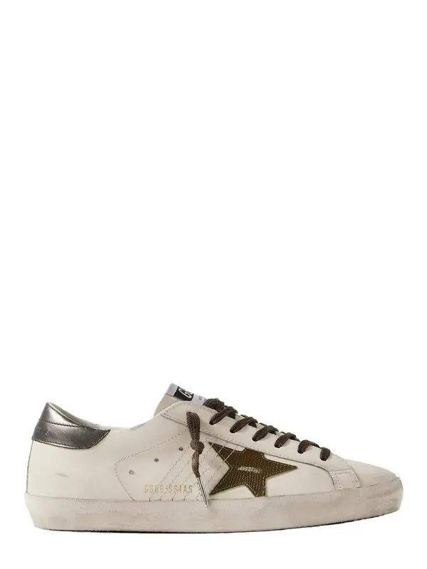 Golden Goose Super-star Distressed Leather Sneakers - White