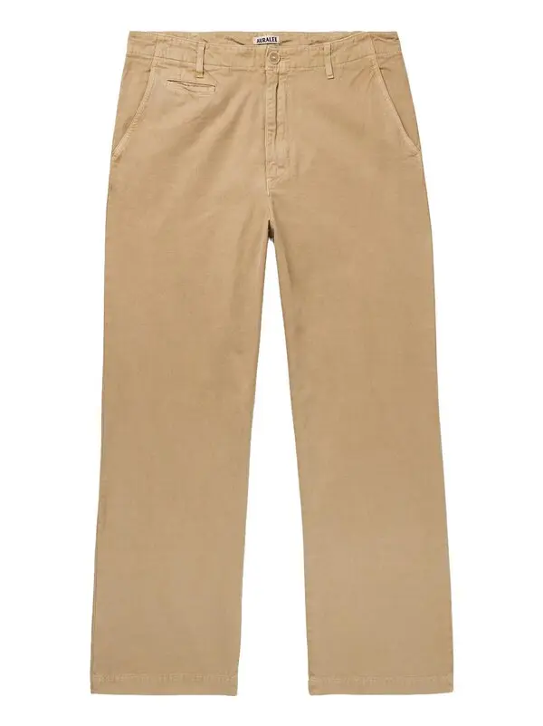 Auralee Straight-leg Cotton-twill Trousers - Neutrals