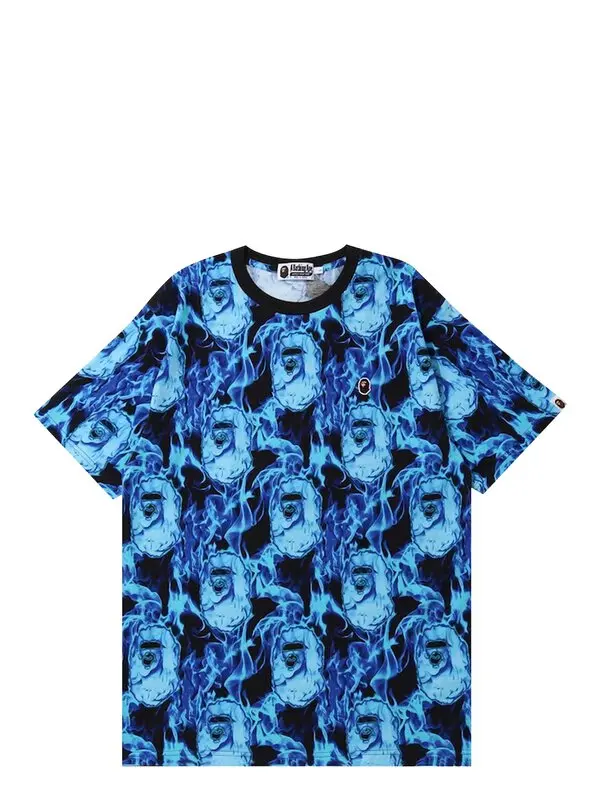 A BATHING APE Flame Wide Tee - Blue