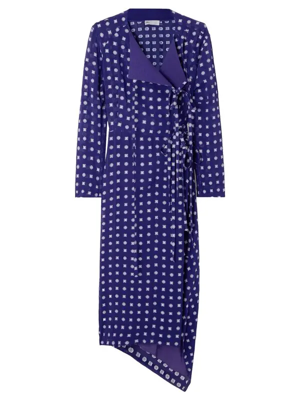 Tory Burch Printed Crepe Wrap Dress - Blue