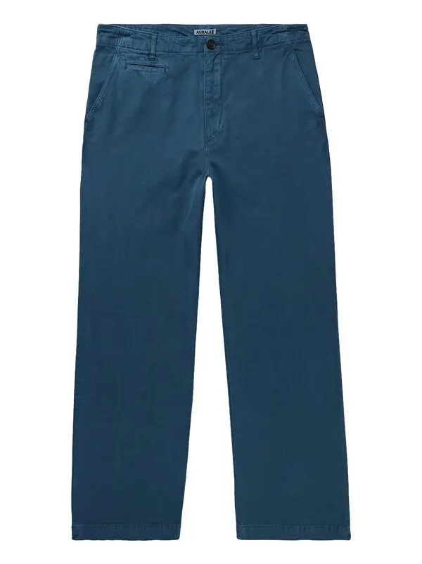 Auralee Straight-leg Cotton-twill Trousers - Blue
