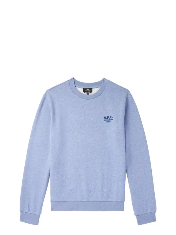 A.p.c. Logo-embroidered Cotton-blend Sweatshirt - Blue