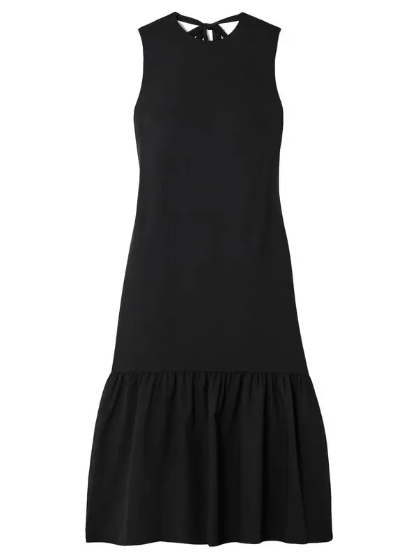 Theory Gathered Wool-blend Midi Dress - Black
