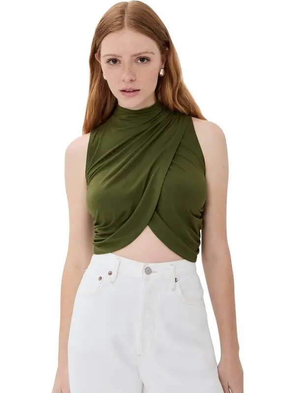 LE BOP Mel Mock Neck Top - Dark Loden