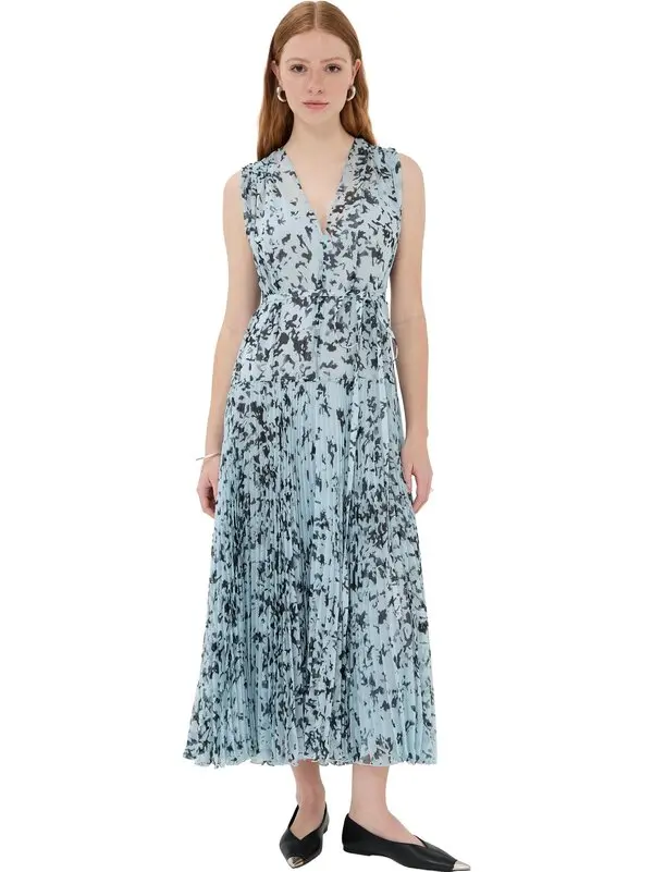 Proenza Schouler Printed Crinkle Chiffon Pat Dress - Sky Blue Multi