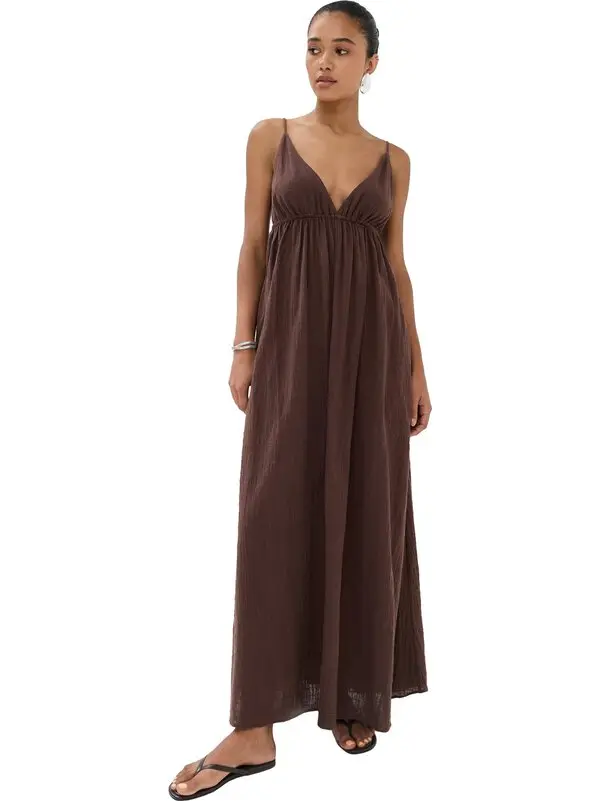 Staud Hanna Maxi Dress - Dark Chocolate