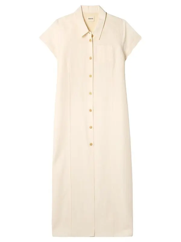 Khaite Effy Silk And Cotton-blend Organza Midi Shirt Dress - Neutrals