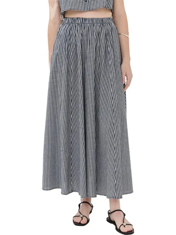 LE BOP Gingham Check Midi Skirt - Black Gingham
