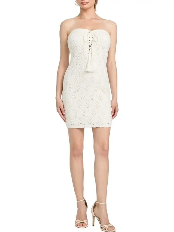Guess Isabella Strapless Sweater Dress - Natural