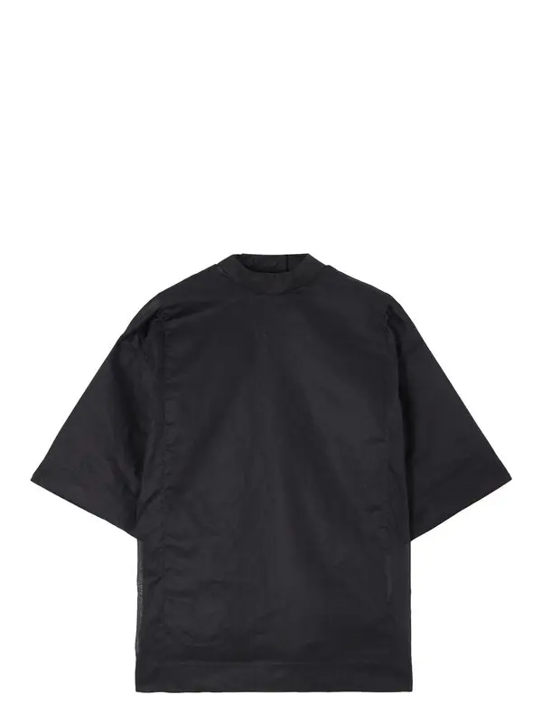 JIL SANDER Oversized Organza-trimmed Cotton-poplin Top - Black