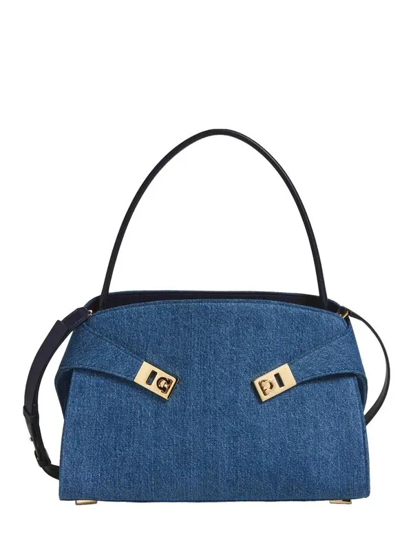 FERRAGAMO Small Hug Denim Shoulder Bag - Denim/ Midnight