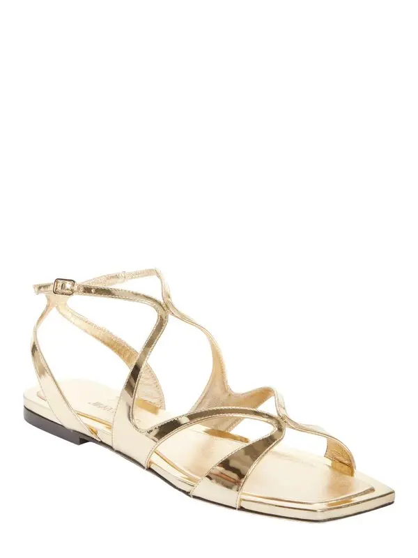 JIMMY CHOO Ayla Ankle Strap Metallic Sandal - Gold