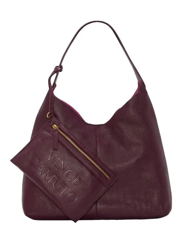 Vince Camuto Jenna Pebble Leather Hobo Bag - Dark Pink