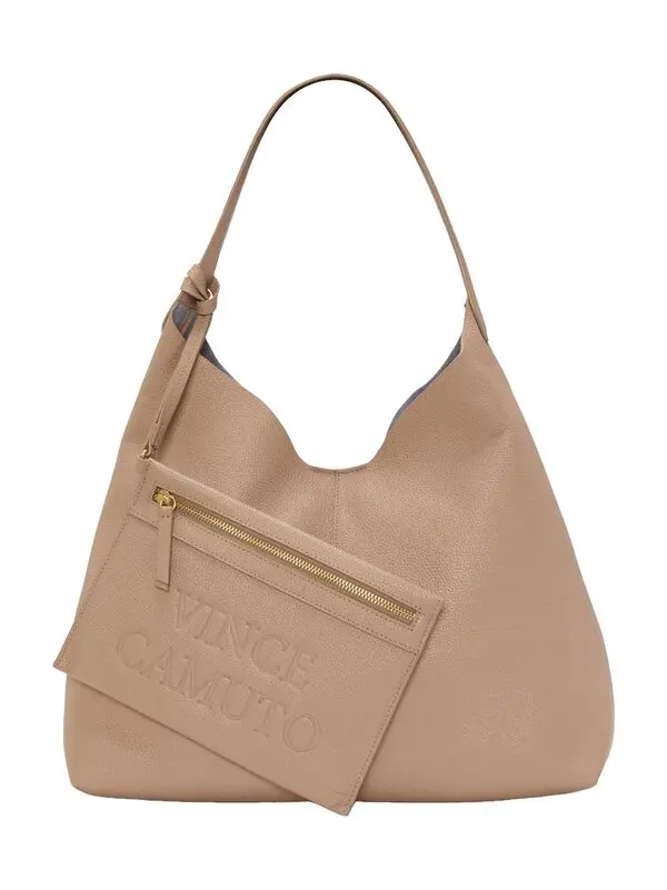 Vince Camuto Jenna Pebble Leather Hobo Bag - Medium Brown