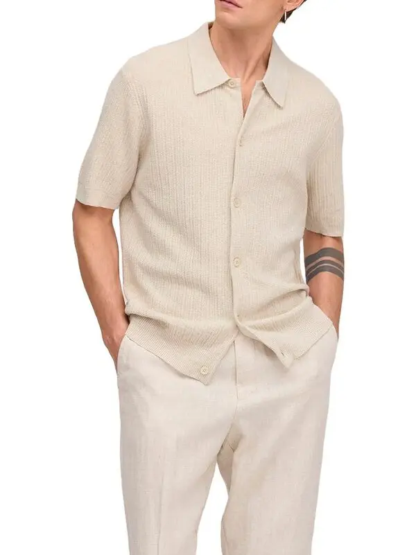 Nn07 Nolan 6695 Organic Cotton Polo Cardigan - Ivory Mouline