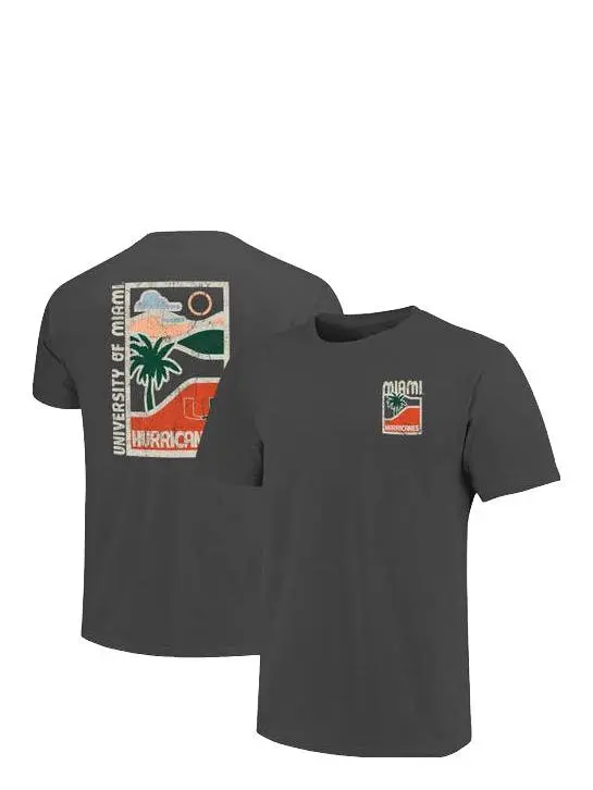IMAGE ONE Miami Hurricanes Comfort Colors Minimal Vista Distressed Graphics T-shirt - Graphite