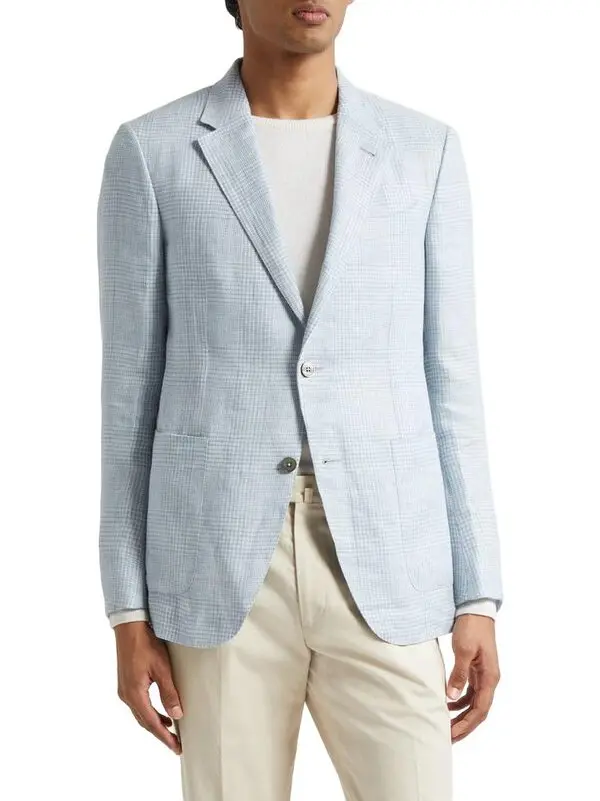 Zegna Oasi Linen Sport Coat - Br Blue Checker