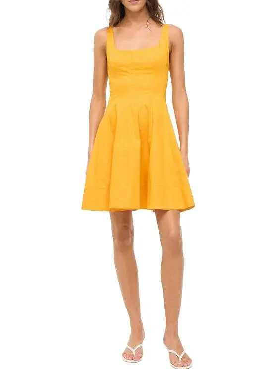 Staud Wells Seamed Stretch Cotton Minidress - Clementine