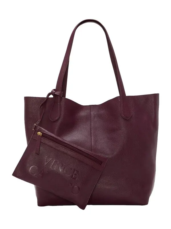 Vince Camuto Pebbled Leather Tote With Removable Pouch - Dark Pink