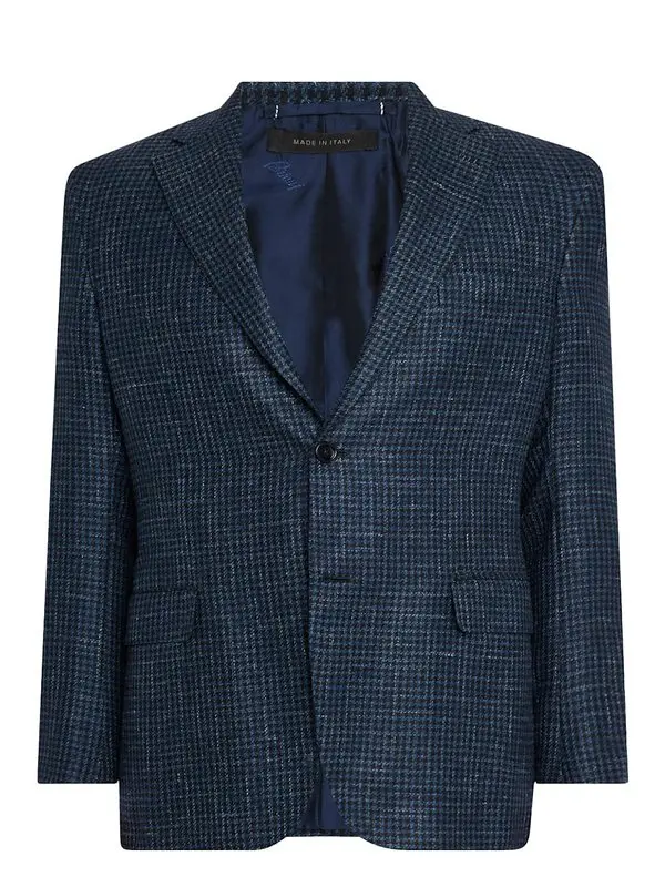 Brioni Houndstooth Check Cashmere Blend Sport Coat - Petroleum